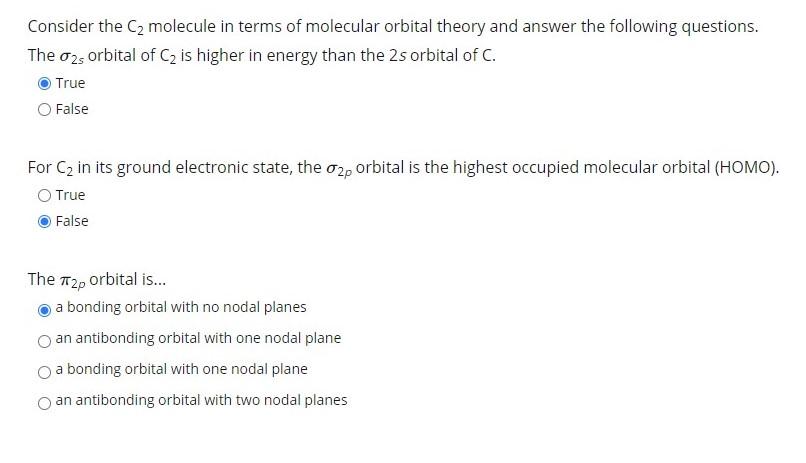 Solved Consider the C2 molecule in terms of molecular | Chegg.com