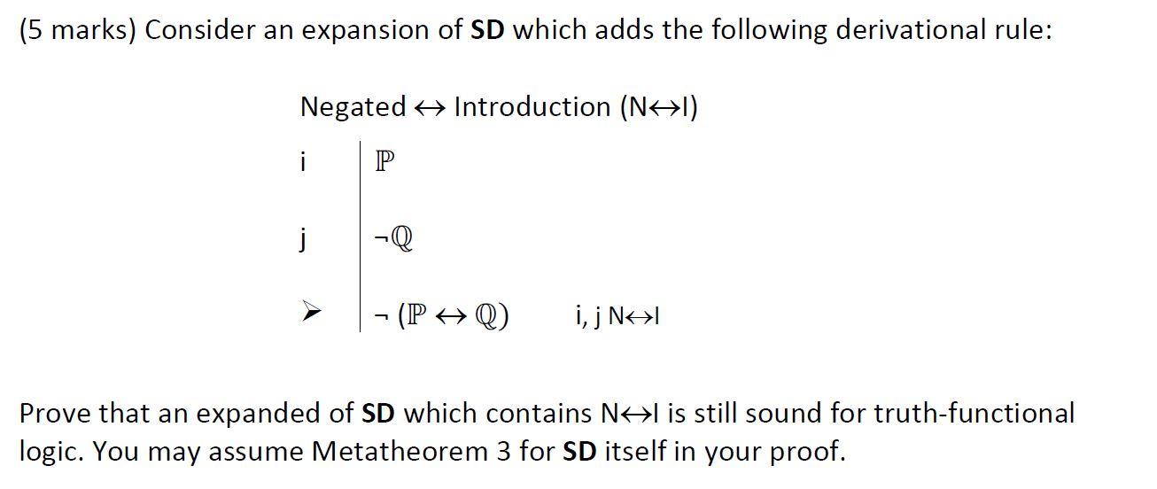Metatheorem 3: IfTEP in SD, then TEP (5 marks) | Chegg.com