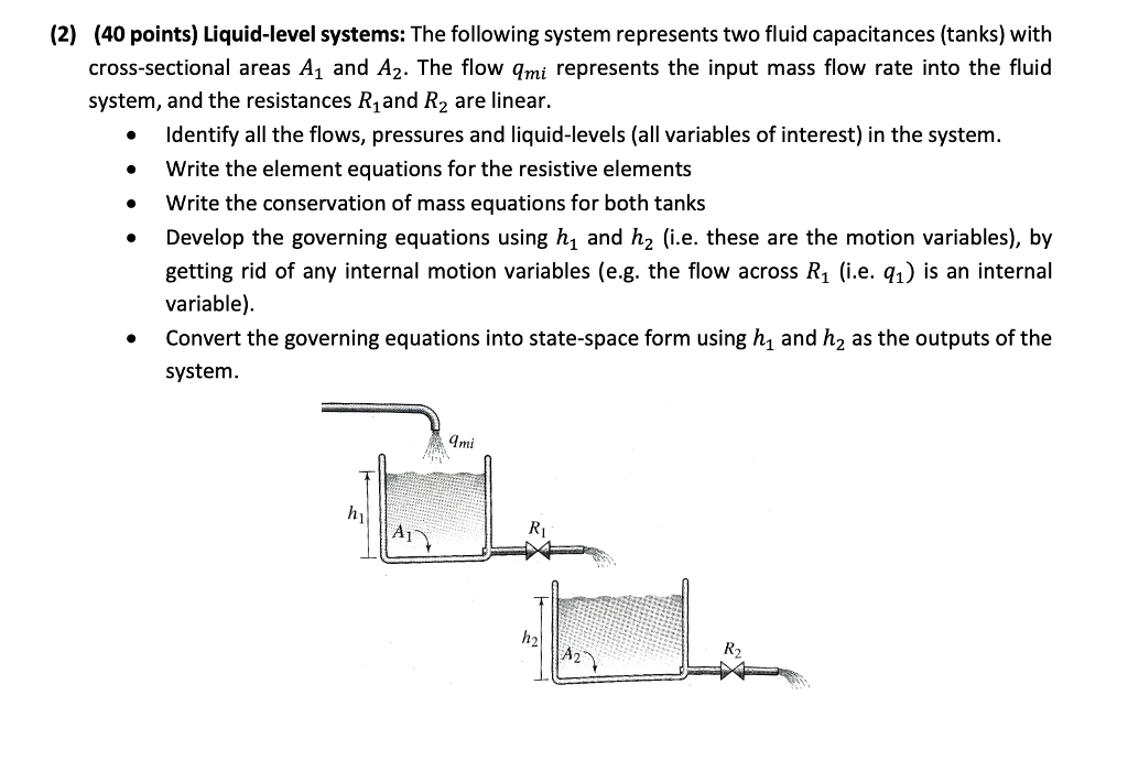 (2) (40 points) Liquid-level systems: The following | Chegg.com