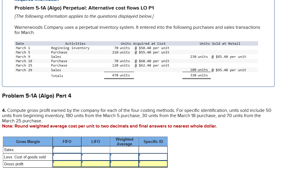 Solved Problem 5-1A (Algo) Perpetual: Alternative cost flows | Chegg.com Solved Problem 5-1A (Algo) Perpetual: Alternative cost flows | Chegg.com