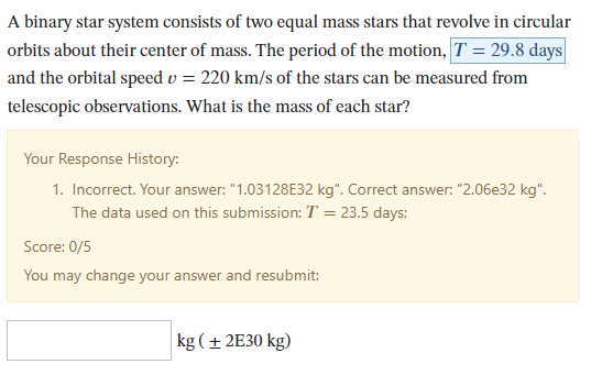 Solved A binary star system consists of two equal mass stars | Chegg.com