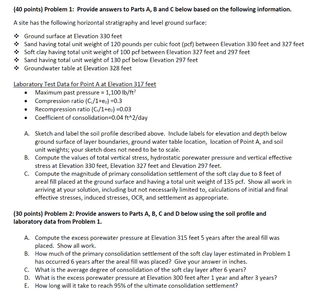 Solved (40 points) Problem 1: Provide answers to Parts A, B | Chegg.com