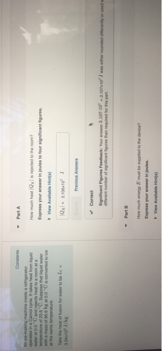Solved Constants Part A machine inside a refrigerator How | Chegg.com