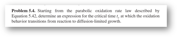 Problem 5.4. Starting from the parabolic oxidation | Chegg.com