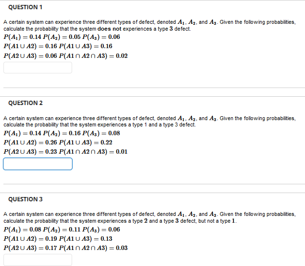 A certain system can experience three different types | Chegg.com