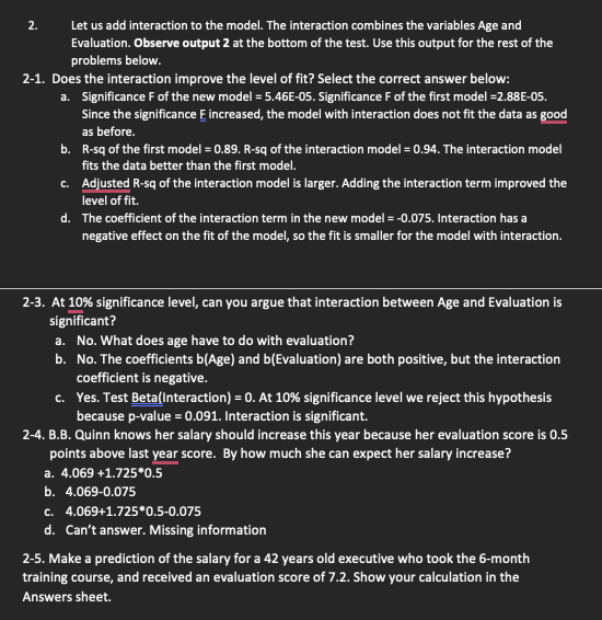Solved Output 2 Summary Output Regression Statistics 6721