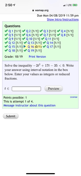 Solved 2:50 숱 wamap.org Due Mon 04/08/2019 11:59 pm | Chegg.com