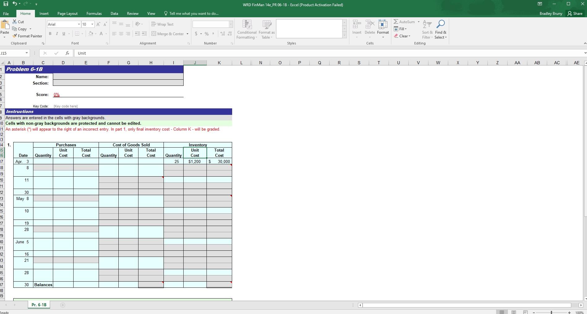 Solved S WRD Fin Man 14e_PR 06-1B - Excel (Product | Chegg.com