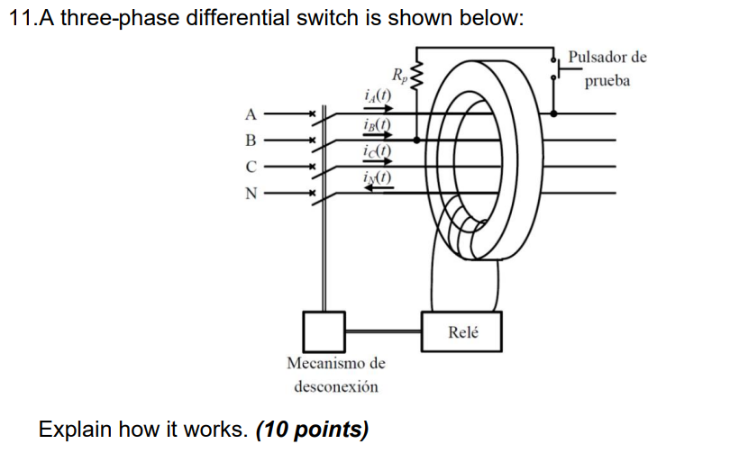 Solved 11.A three-phase differential switch is shown below: | Chegg.com