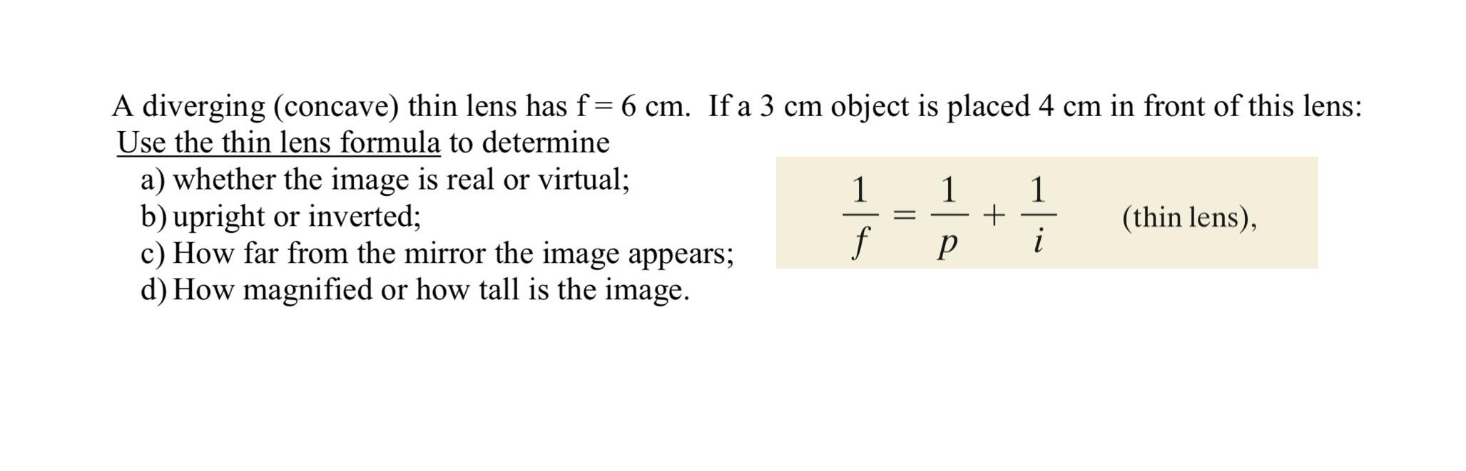 Solved Please determine if image is real or virtual and | Chegg.com