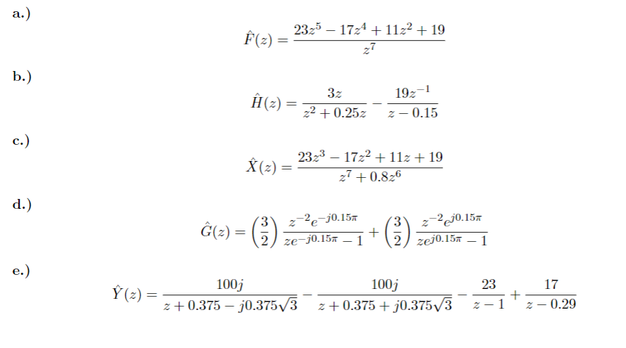 Solved BC:6.2 Use the z-transform tables of one-sided | Chegg.com
