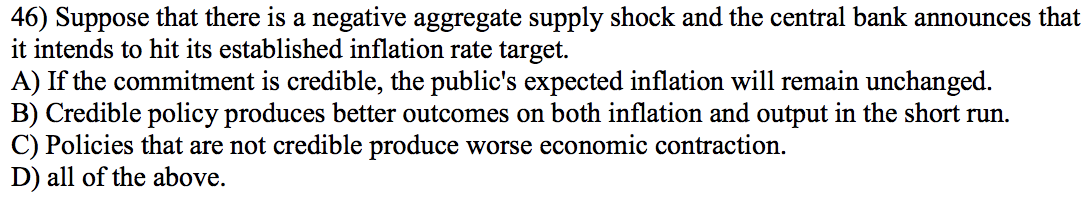 Solved 46) Suppose that there is a negative aggregate supply | Chegg.com