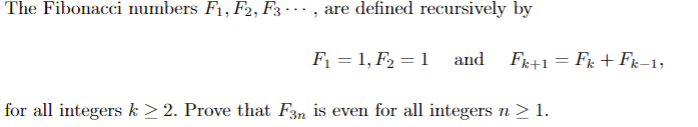 Solved The Fibonacci numbers F1, F2, F3 ... , are defined | Chegg.com