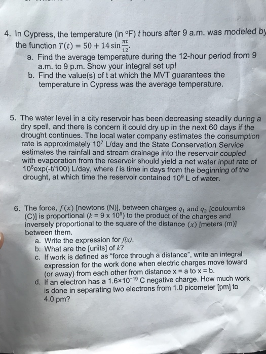 Solved 4. In Cypress, the temperature (in °F) t hours after | Chegg.com