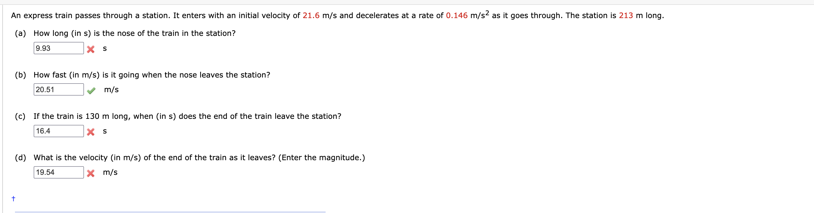 Solved An express train passes through a station. It enters | Chegg.com