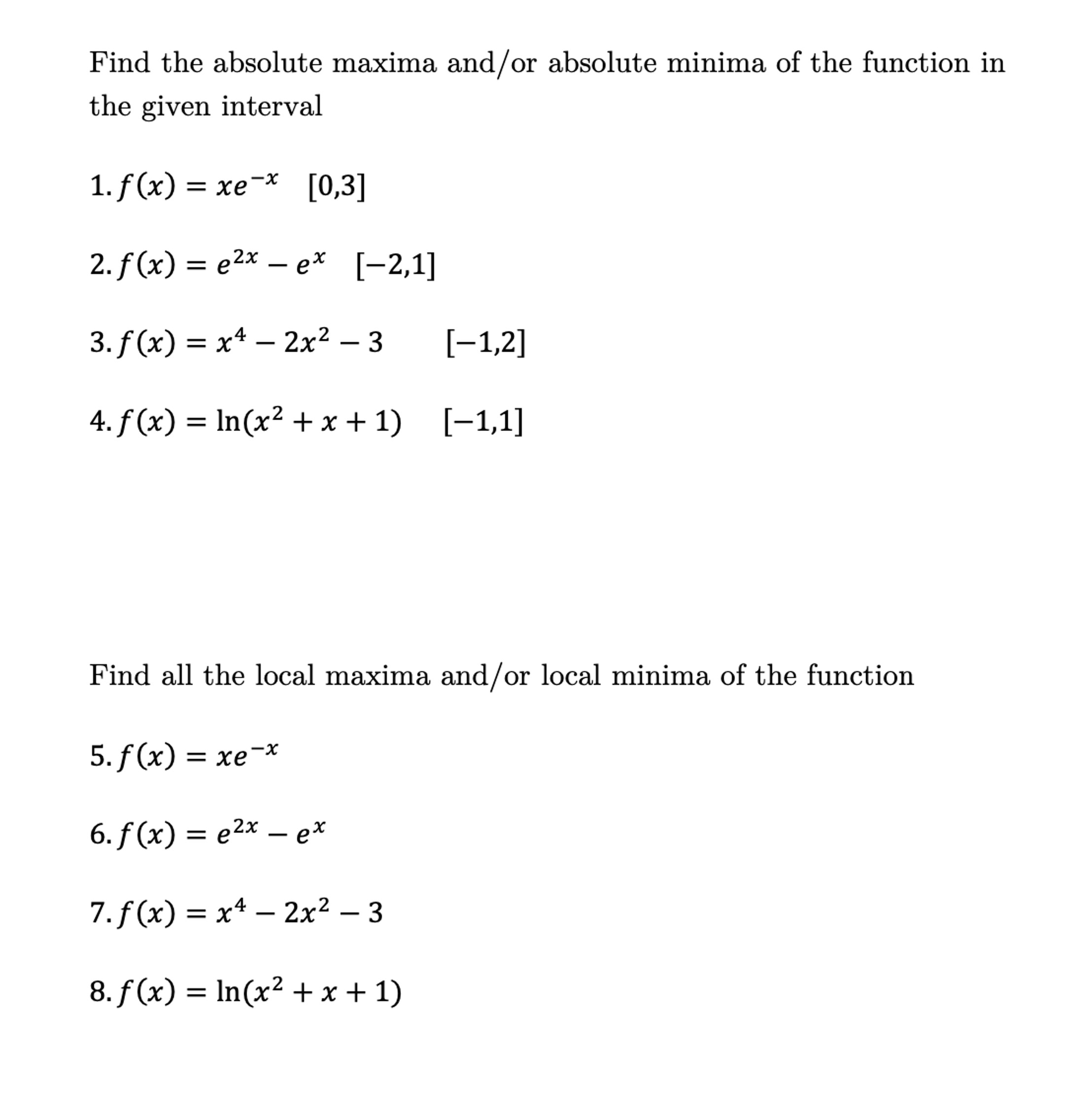 Solved Find the absolute maxima and/or absolute minima of | Chegg.com