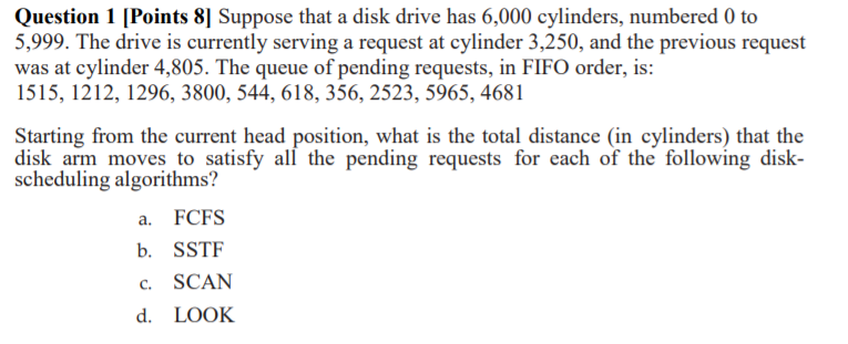 Solved Question 1 [Points 8] Suppose that a disk drive has | Chegg.com