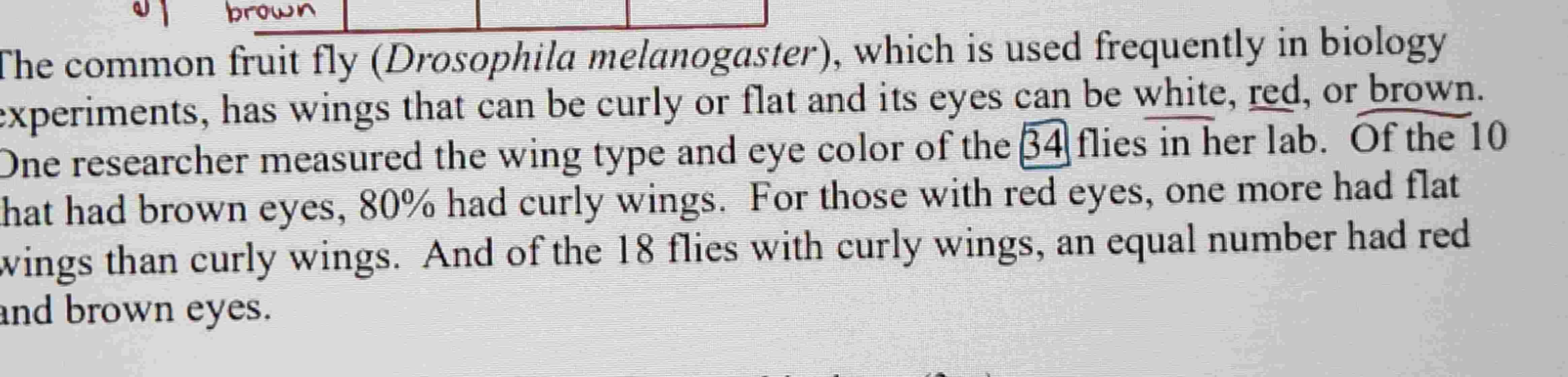 Solved The common fruit fly (Drosophila melanogaster), | Chegg.com