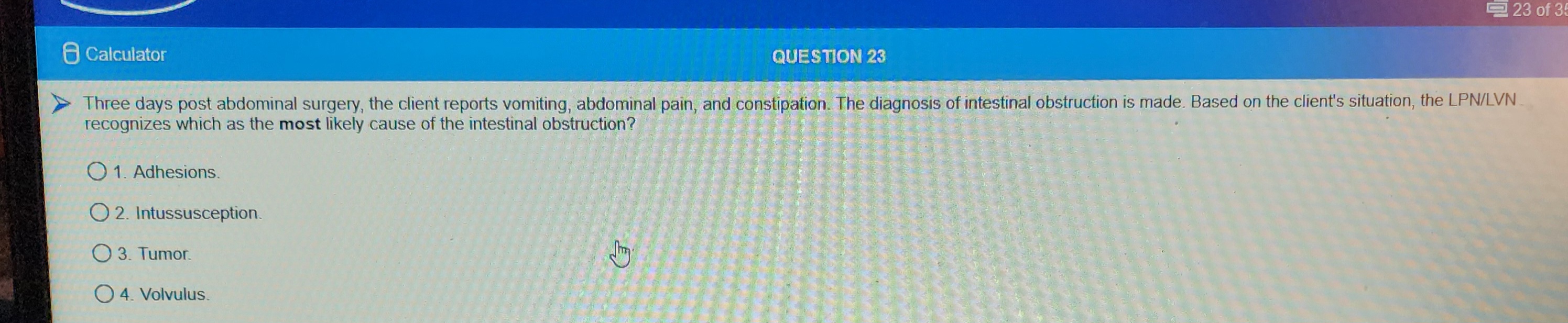 Solved Three days post abdominal surgery, the client reports | Chegg.com