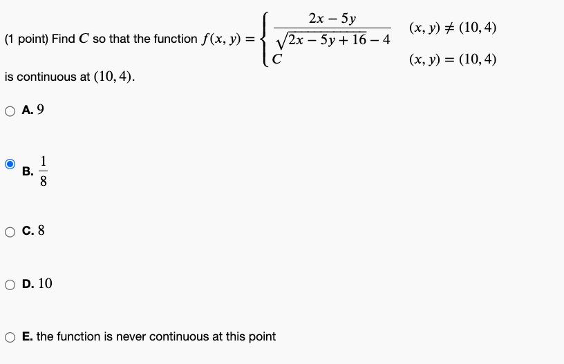 Solved (1 point) Find C so that the function | Chegg.com