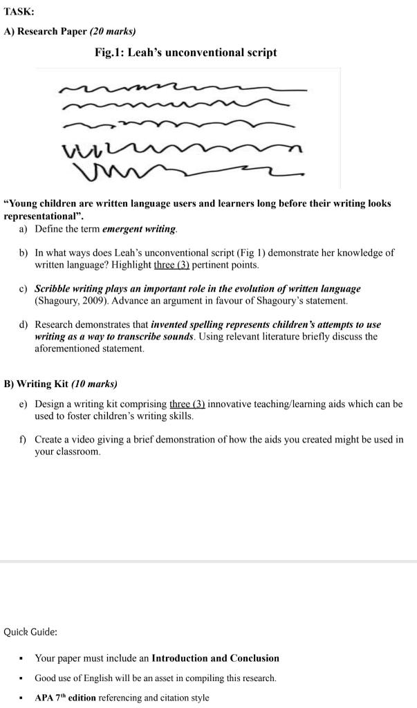 Fig.1: Leah's unconventional script "Young children | Chegg.com