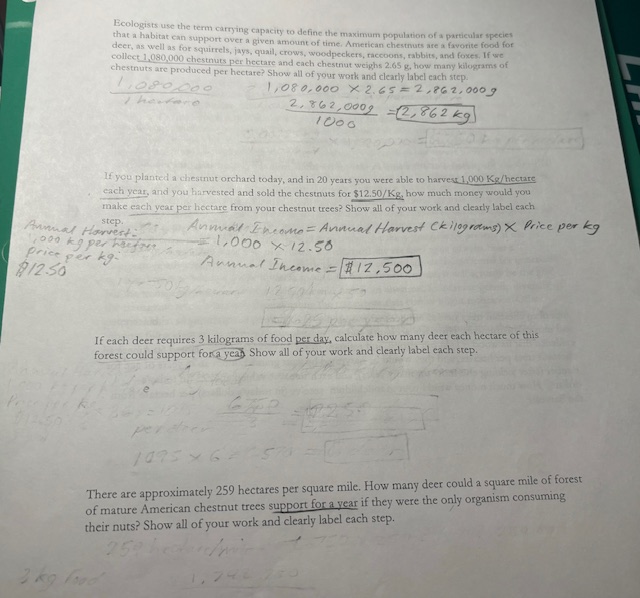 Solved Please answer the following question. If each deer | Chegg.com