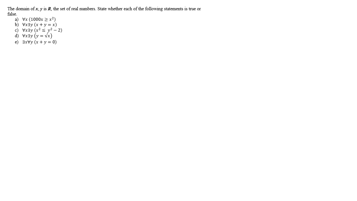 Solved The domain of x,y is R, the set of real numbers. | Chegg.com