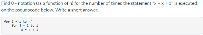 Solved Find θ - notation (as a function of n ) for the | Chegg.com