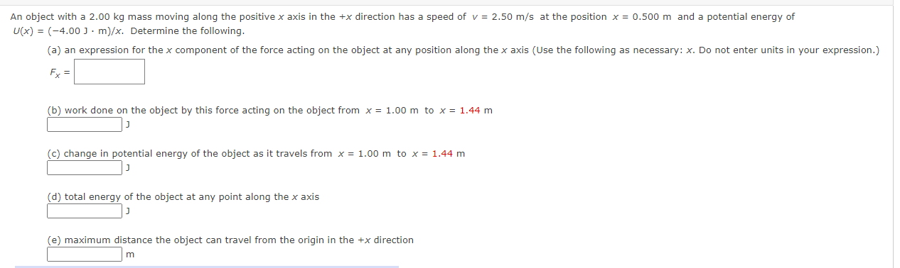 Solved An Object With A 2 00 Kg Mass Moving Along The