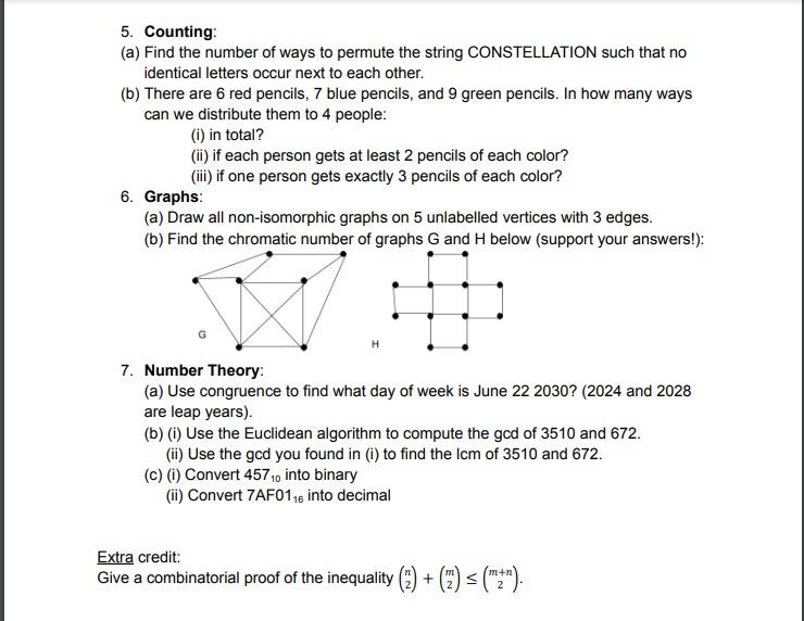 Solved 5. Counting: (a) Find the number of ways to permute | Chegg.com