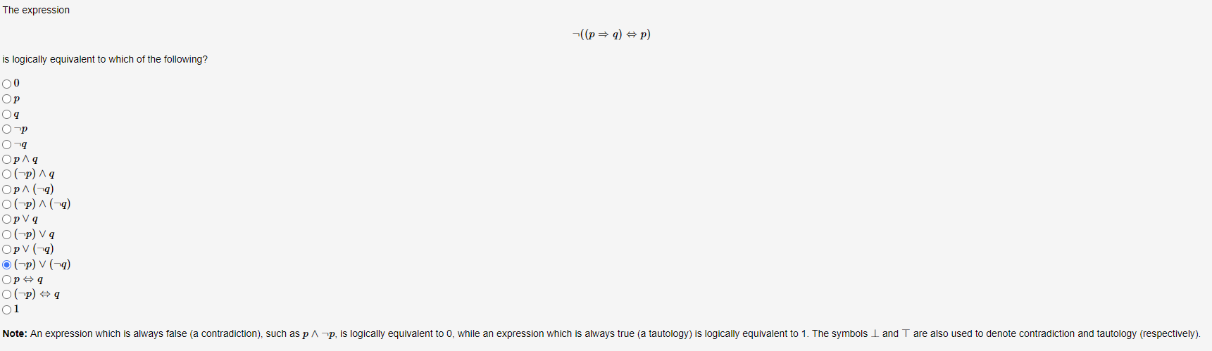 ¬((p⇒q)⇔p) | Chegg.com