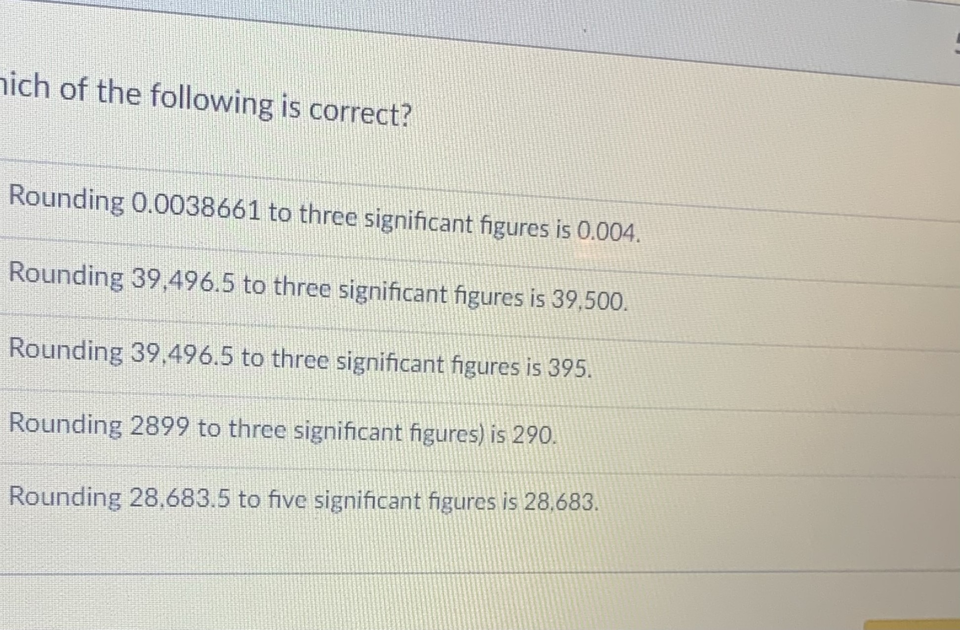 Solved ich of the following is correct? Rounding 0.0038661 | Chegg.com