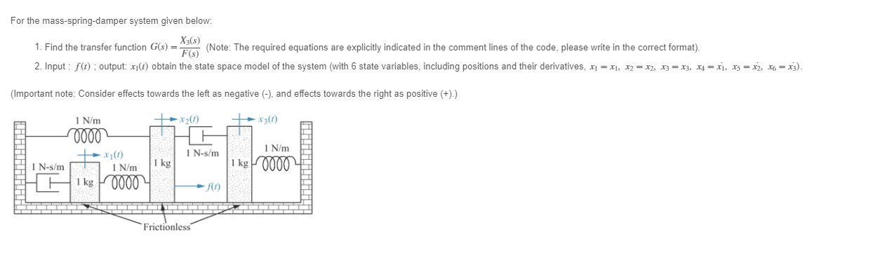 Solved For the mass-spring-damper system given below: 1. | Chegg.com