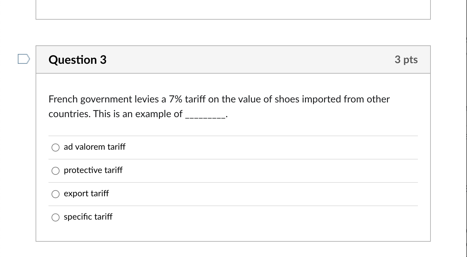 Solved French government levies a 7% tariff on the value of | Chegg.com