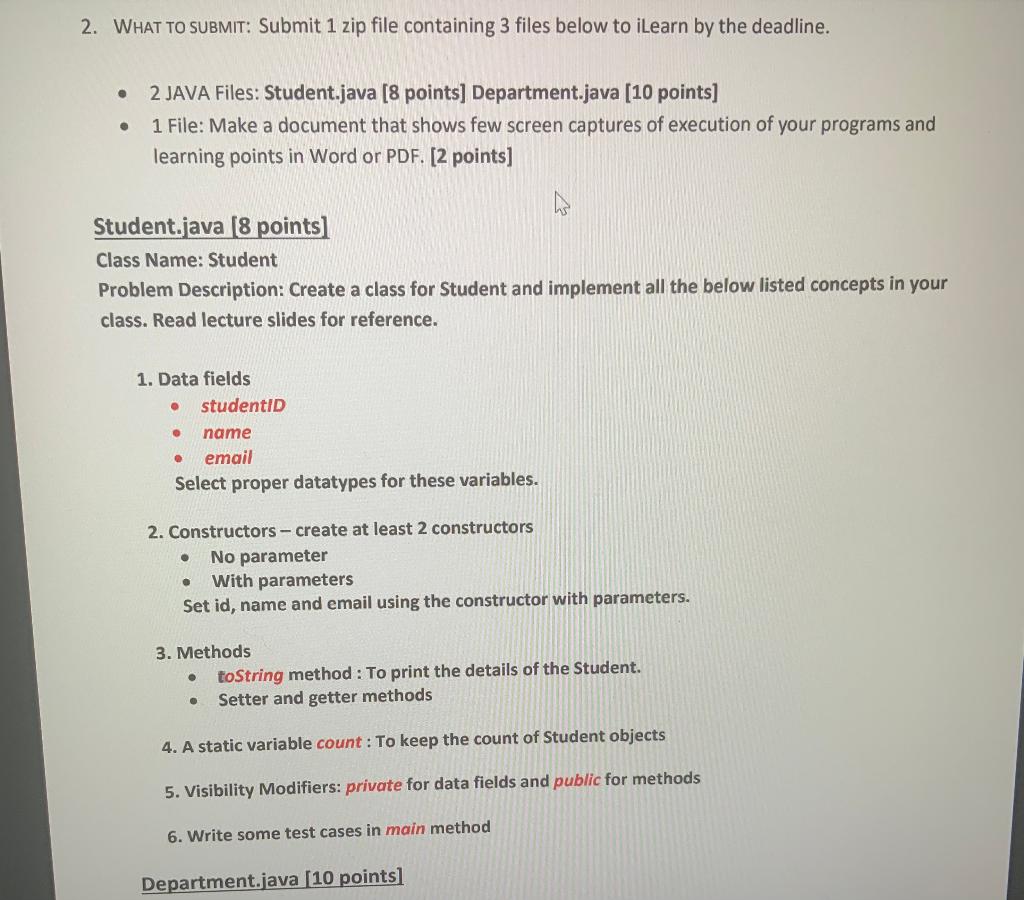 Solved 2. WHAT TO SUBMIT: Submit 1 zip file containing 3 | Chegg.com