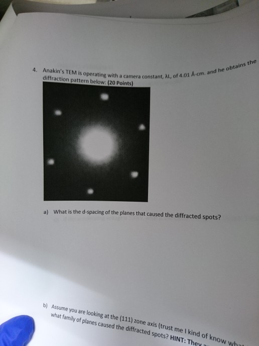 the 4. Anakin's TEM is operating with a camera | Chegg.com