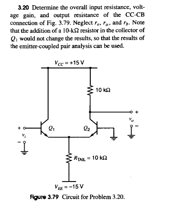 Solved 3.20 Determine the overall input resistance, vol age | Chegg.com