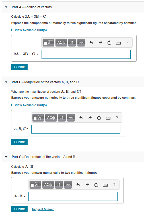 Solved Learning Goal: To review basic vector operations. Let | Chegg.com