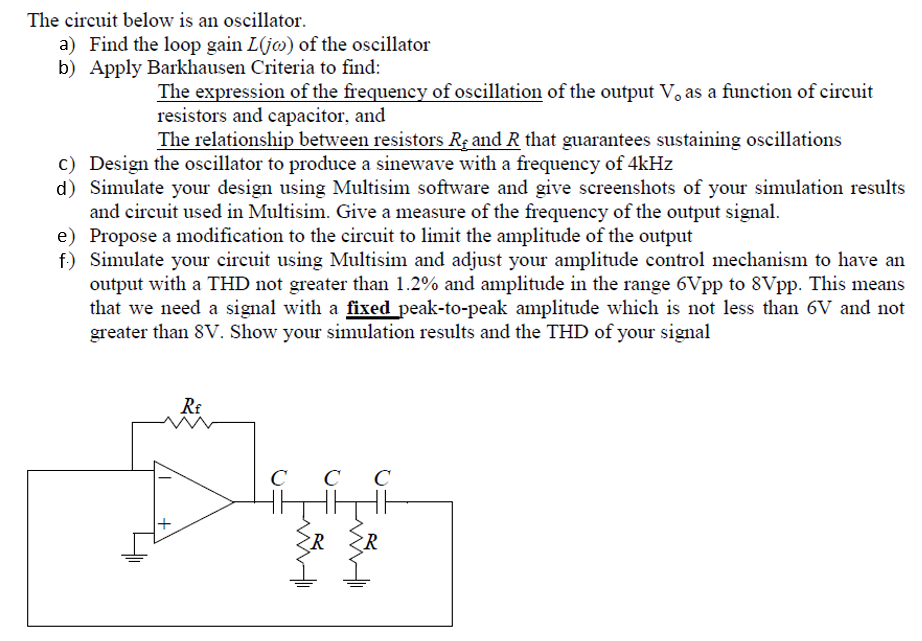 The circuit below is an oscillator. a) Find the loop | Chegg.com