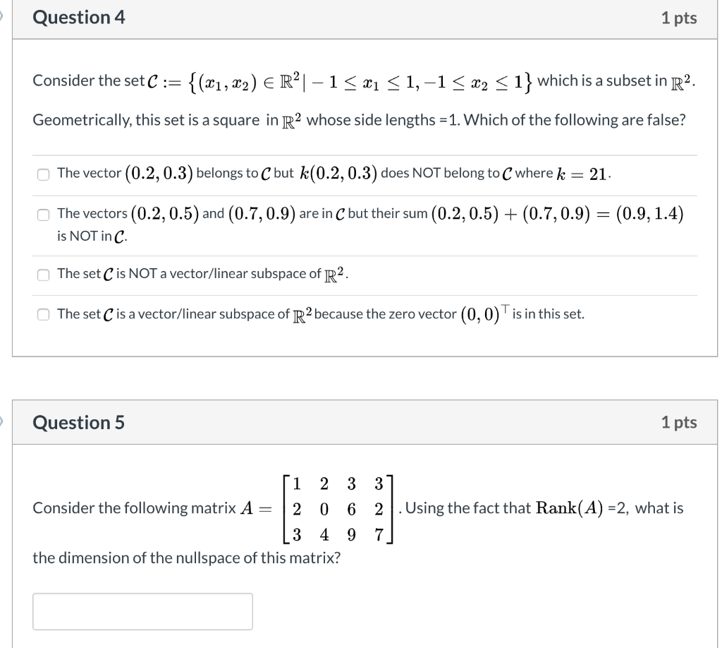 Solved Consider the set C := { ( x 1 , x 2 ) ∈ R 2 | − 1 ≤ x | Chegg.com