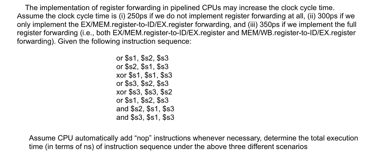 Solved The implementation of register forwarding in | Chegg.com