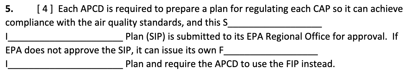 Solved 5. [4] Each APCD is required to prepare a plan for | Chegg.com