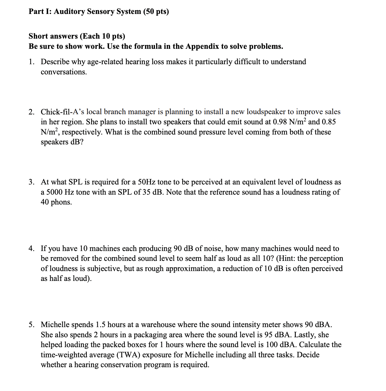 Solved Short answers (Each 10pts ) Be sure to show work. Use | Chegg.com