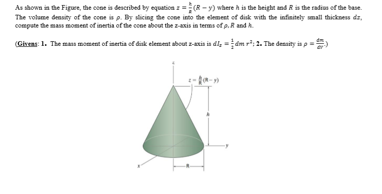 Solved As shown in the Figure, the cone is described by | Chegg.com