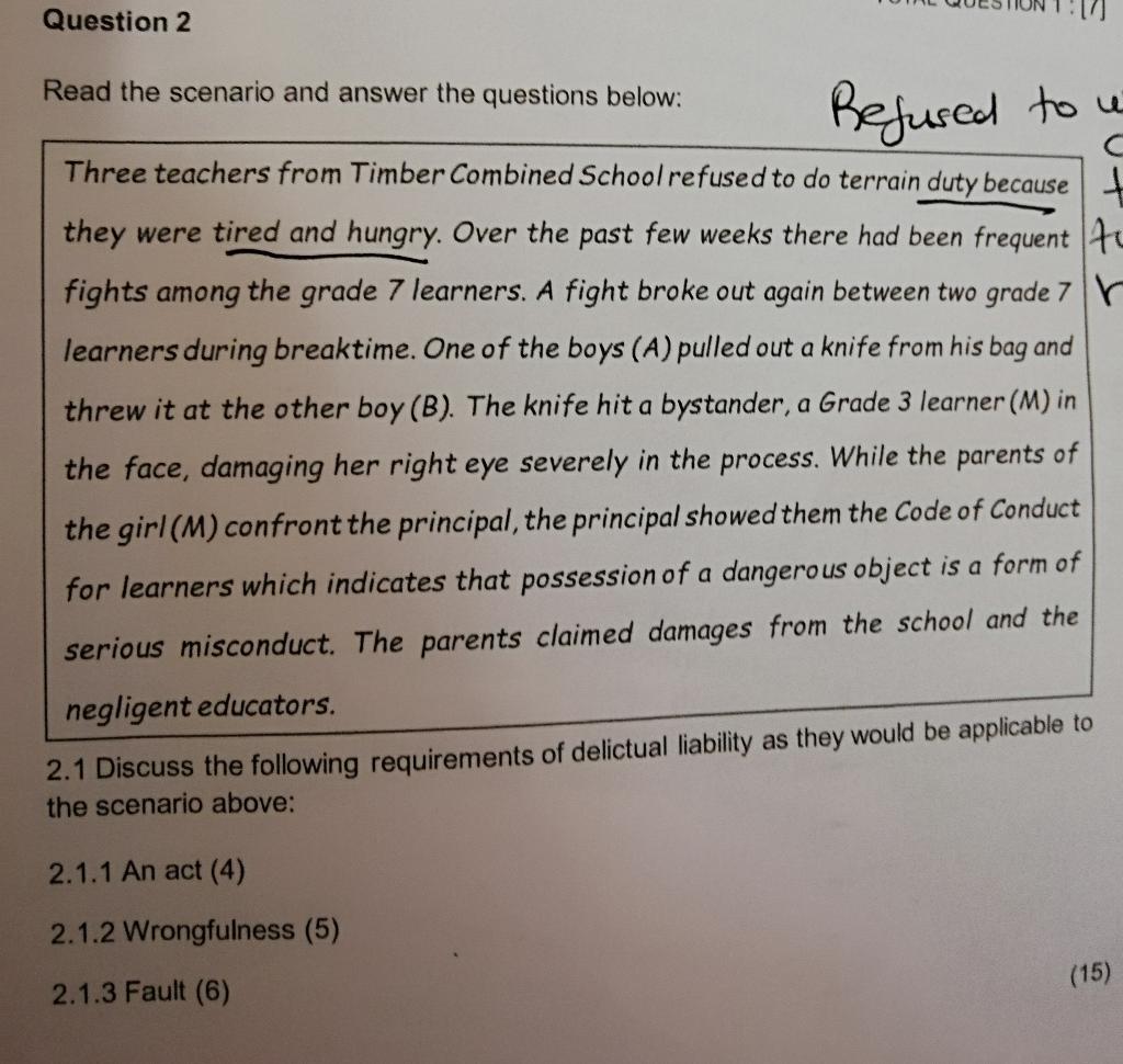Solved Question 2 Read the scenario and answer the questions | Chegg.com