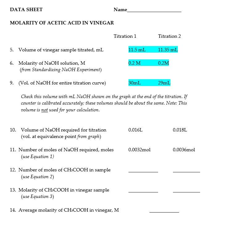 Solved DETERMINING THE MOLARITY OF VINEGAR Trial 1 Untitled1 | Chegg.com