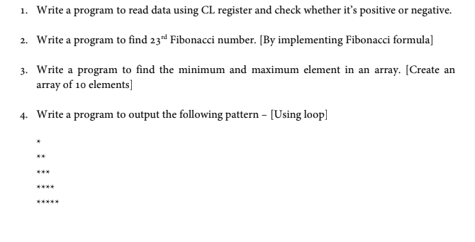 Solved 1. Write a program to read data using CL register and | Chegg.com