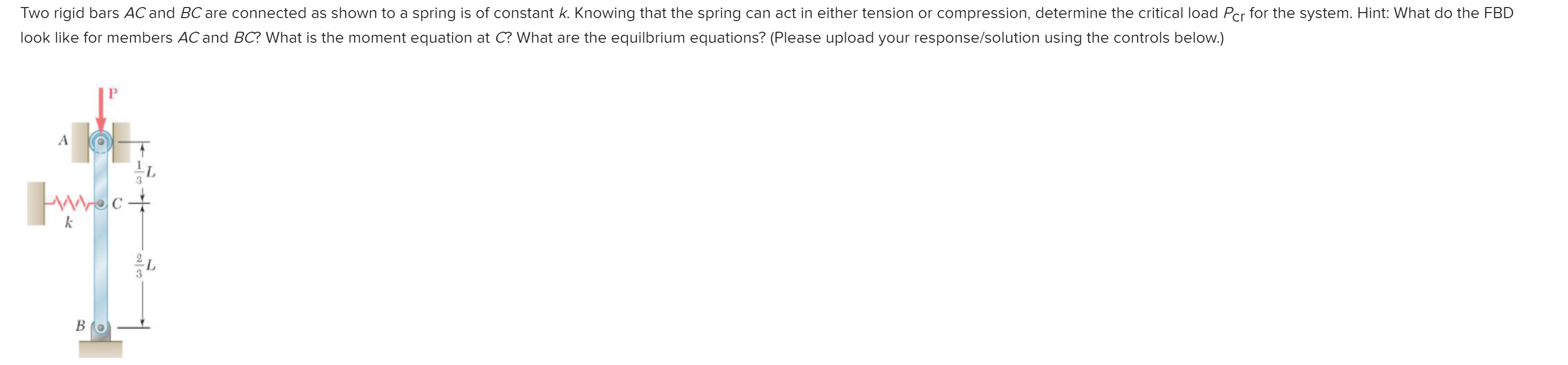 Solved Two rigid bars AC and BC are connected as shown to a | Chegg.com