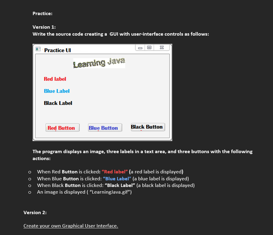 Solved Practice: Version 1: Write the source code creating a | Chegg.com