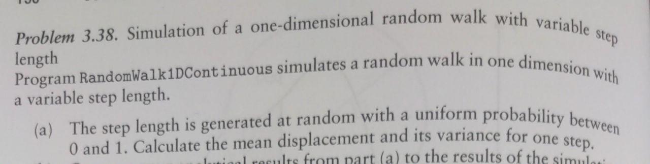 step Problem 3.38. Simulation of a one-dimensional | Chegg.com